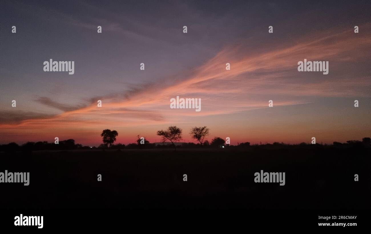 Best sunset view of village Stock Photo - Alamy