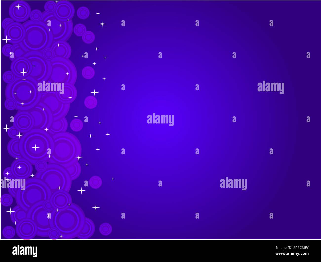 Trendy purple retro circles and white stars on a midnight blue ...