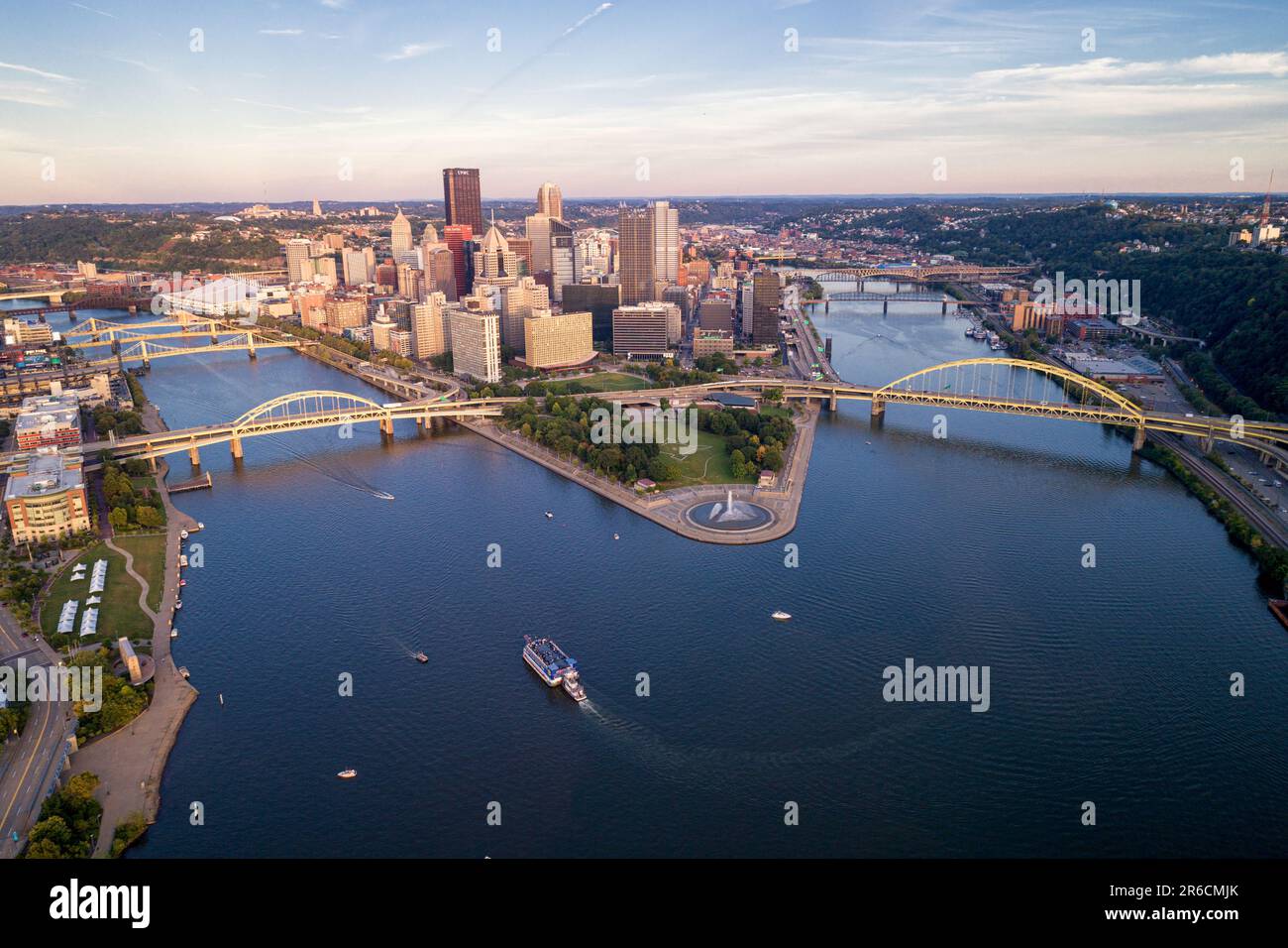 Aerial view of Pittsburgh, Pennsylvania. Business district Point State ...