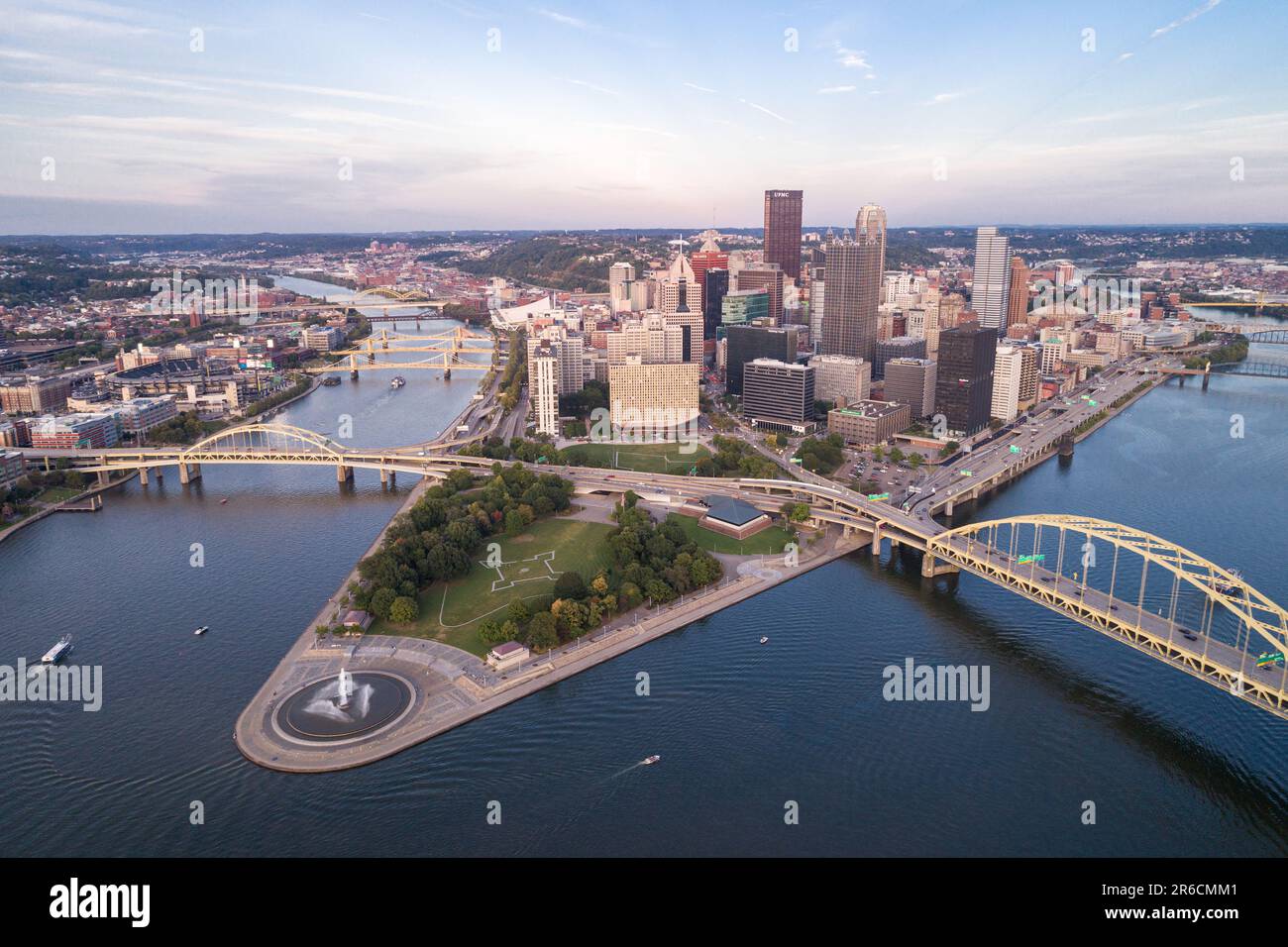 Aerial view of Pittsburgh, Pennsylvania. Business district Point State ...