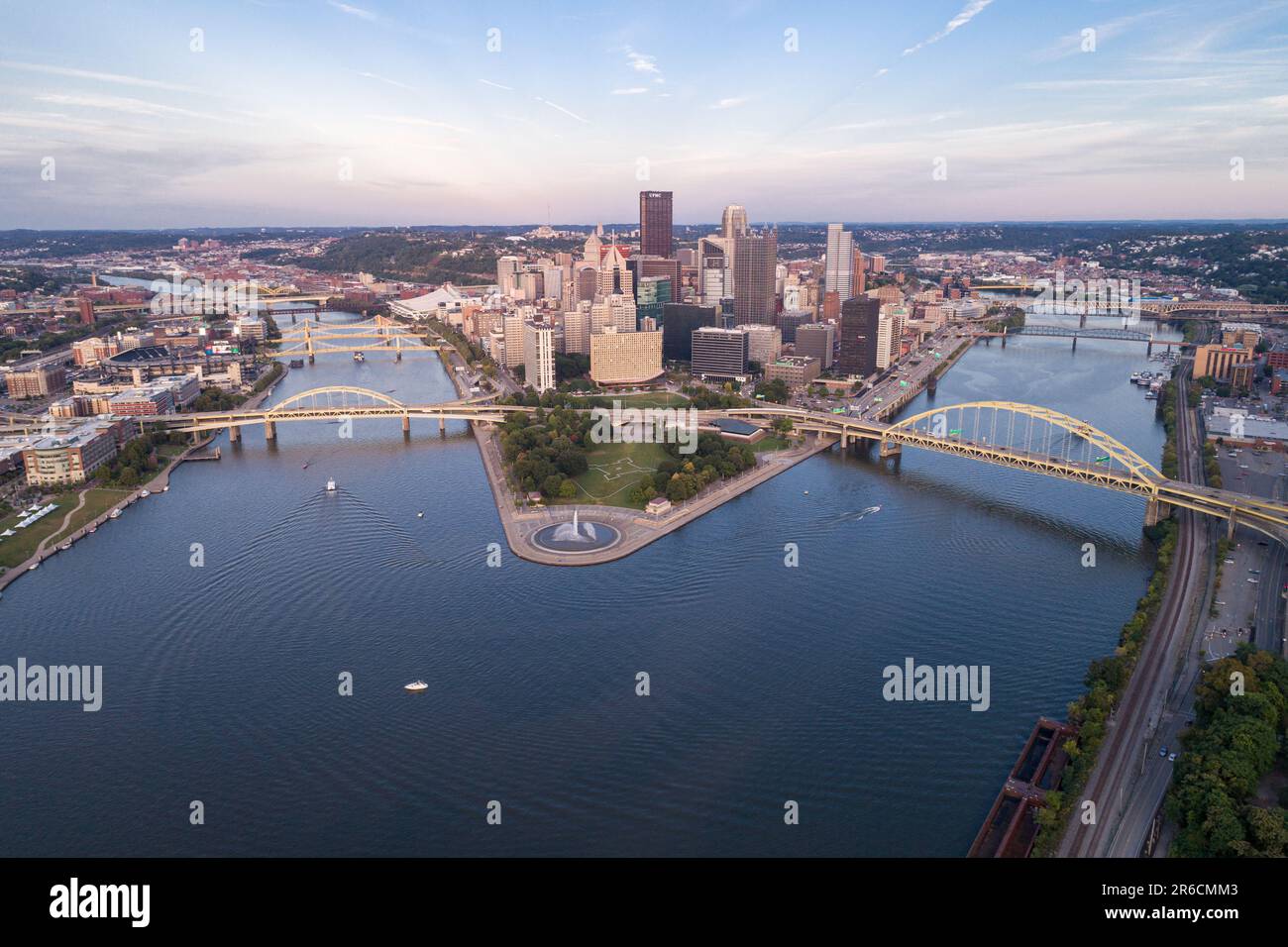 Aerial view of Pittsburgh, Pennsylvania. Business district Point State ...