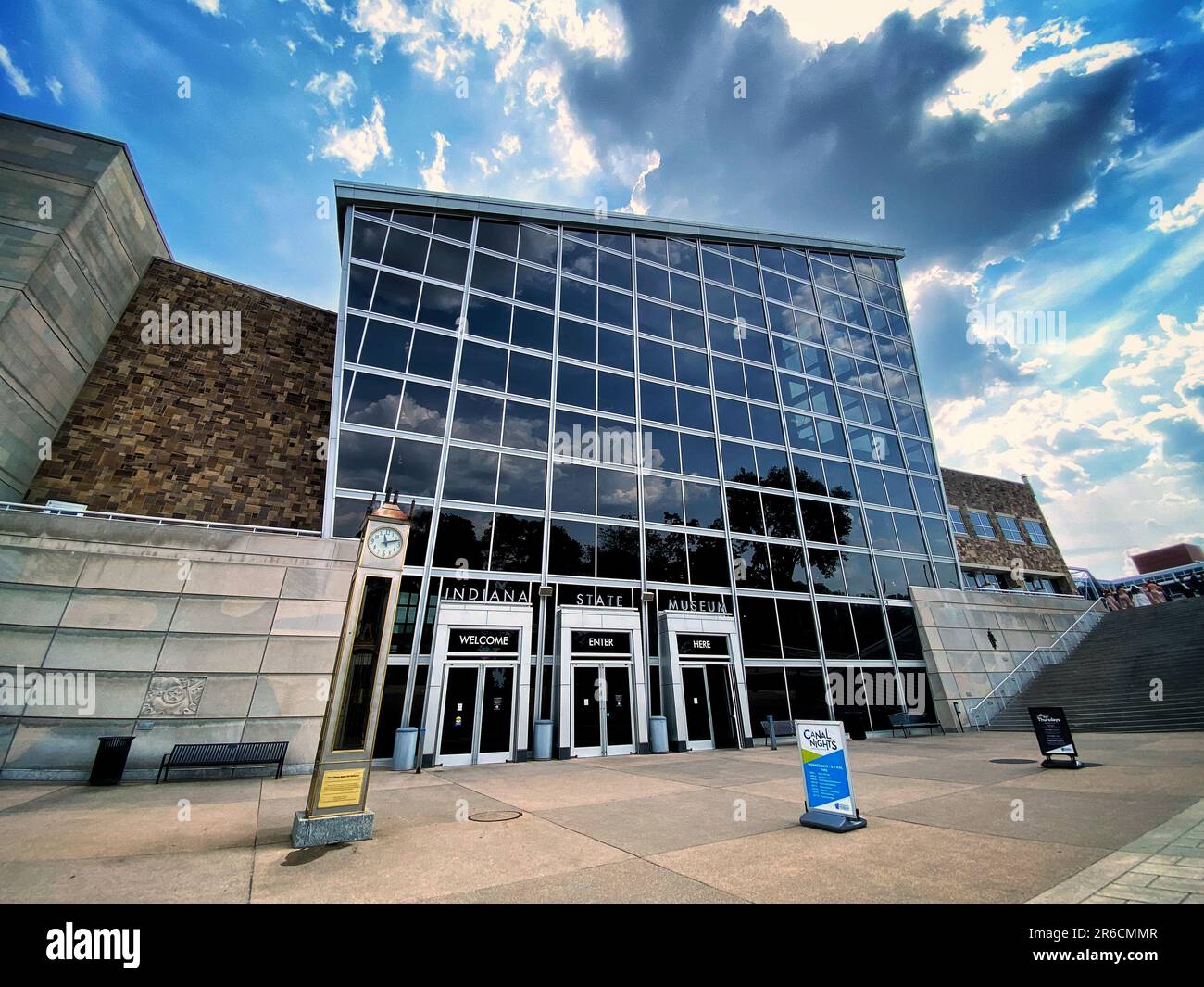The Indiana State Museum, Indianapolis, Indiana, USA. The Steam Clock ...