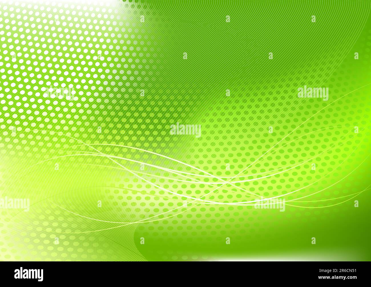 Vector illustration of green abstract techno background made of dots and curved lines. Great for ...