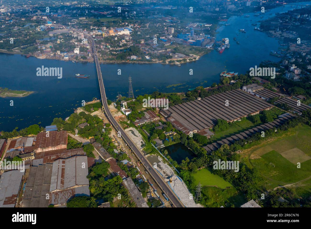 Aerial view of the Sultana Kamal Bridge also known as Demra Bridge and ...
