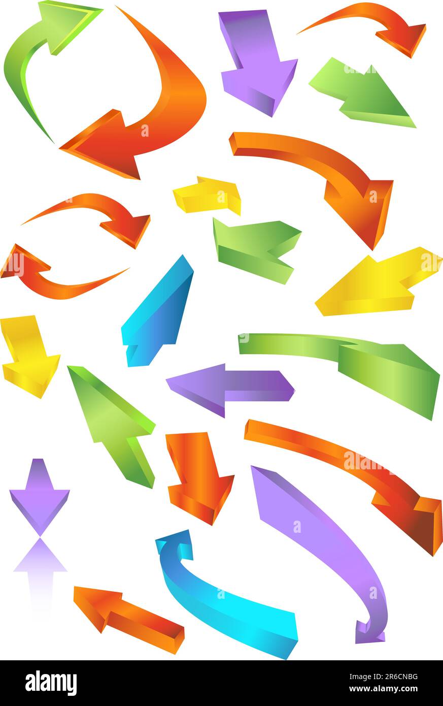 Colorful mix of 3D arrows going in many directions Stock Vector Image ...