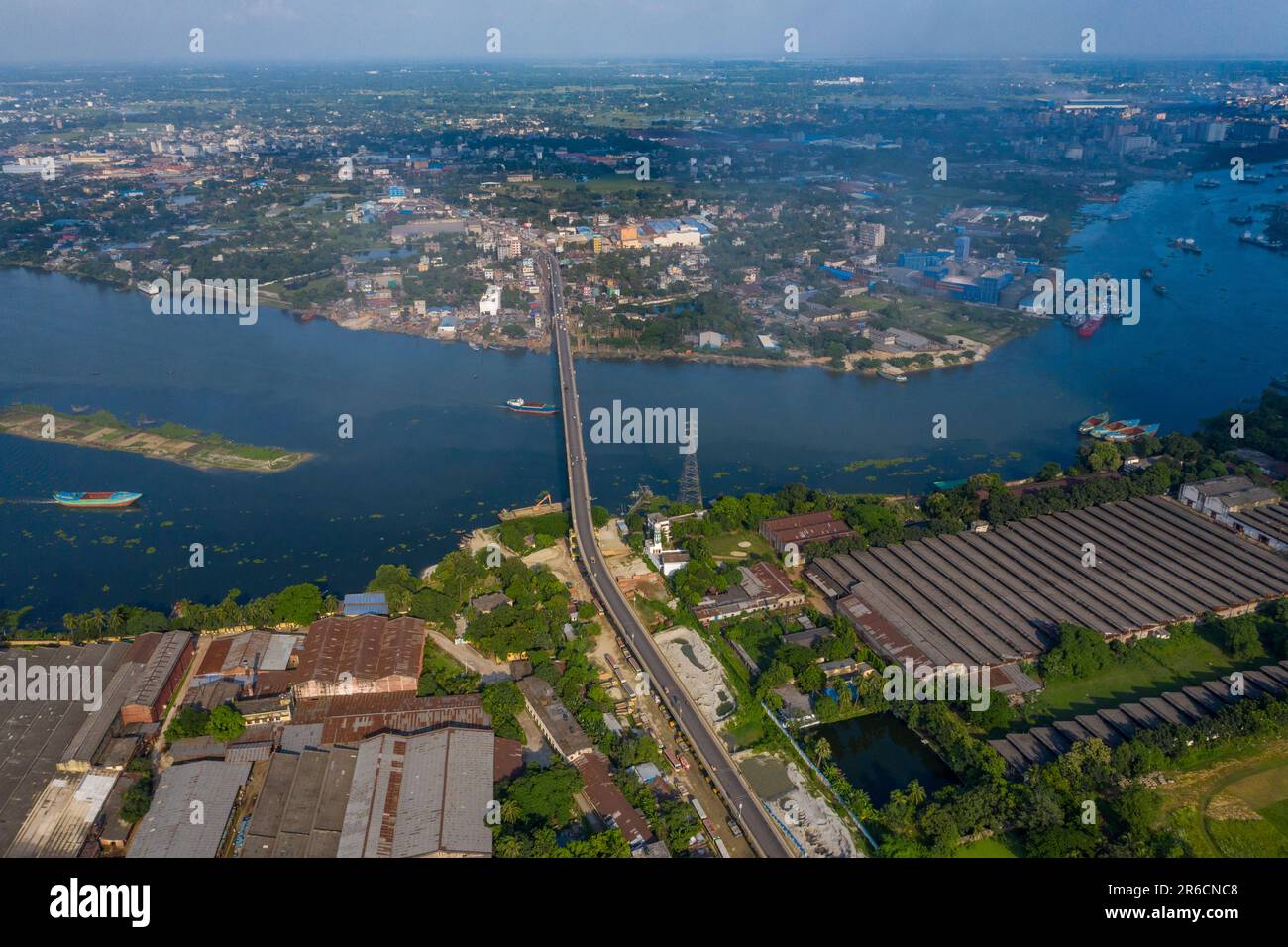 Aerial view of the Sultana Kamal Bridge also known as Demra Bridge and ...