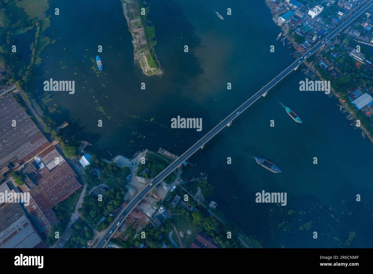 Aerial view of the Sultana Kamal Bridge also known as Demra Bridge and ...