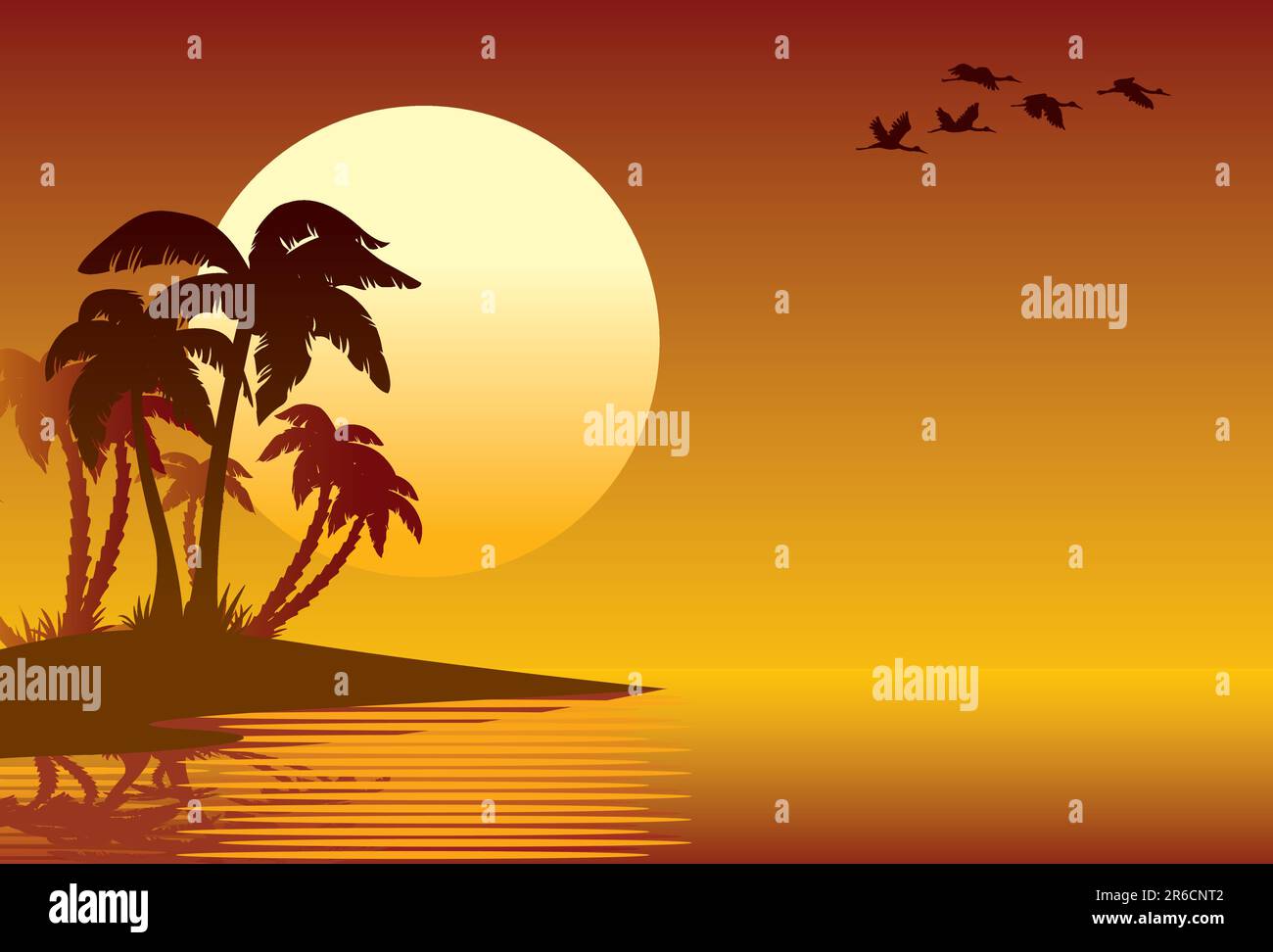 Tropical Island Palm Trees On A Beach Stock Vector Image And Art Alamy