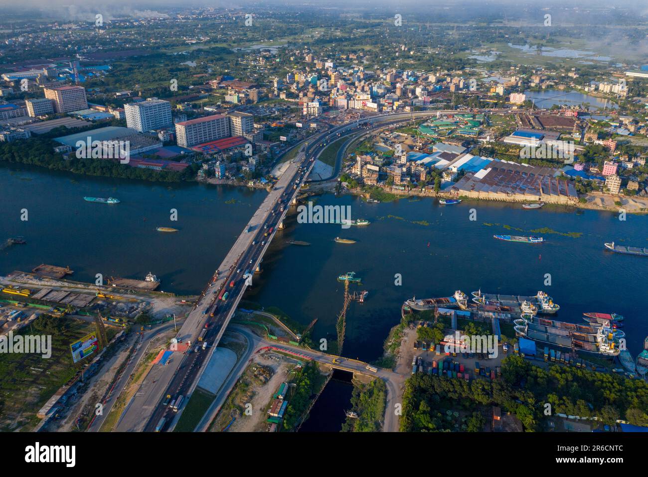 Aerial view of the Kanchpur Bridge on the Sitalakhya River, Narayanganj, Bangladesh Stock Photo ...