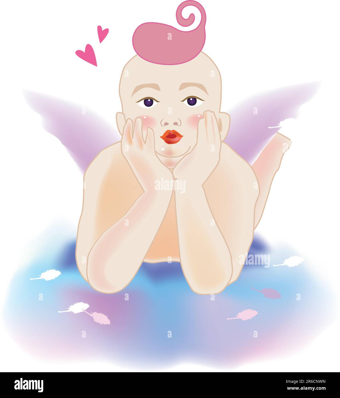 vector illustration for a angel boy on the cloud, imagination Stock ...