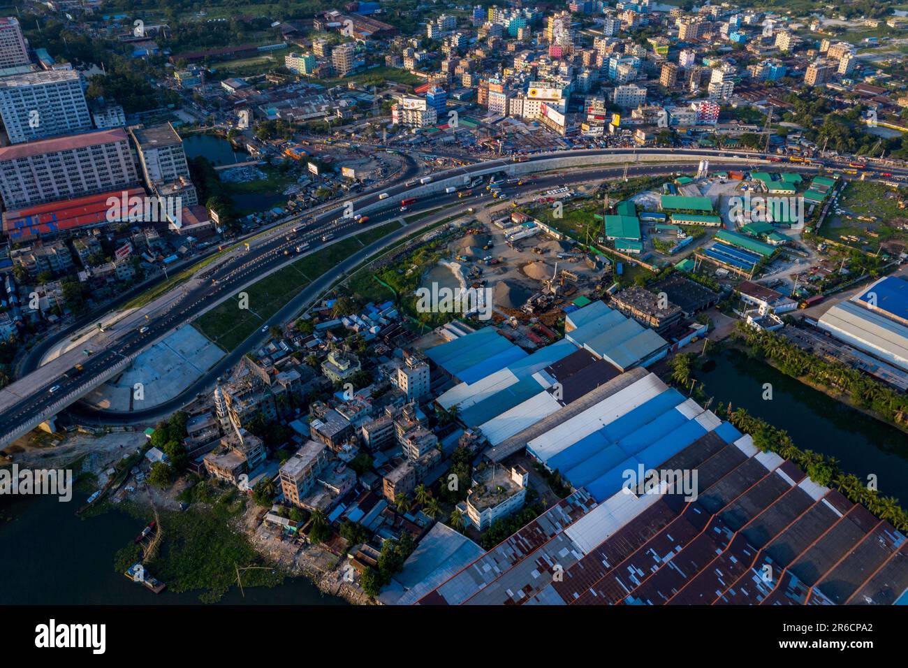 Aerial view of the Kanchpur Bridge on the Sitalakhya River, Narayanganj ...