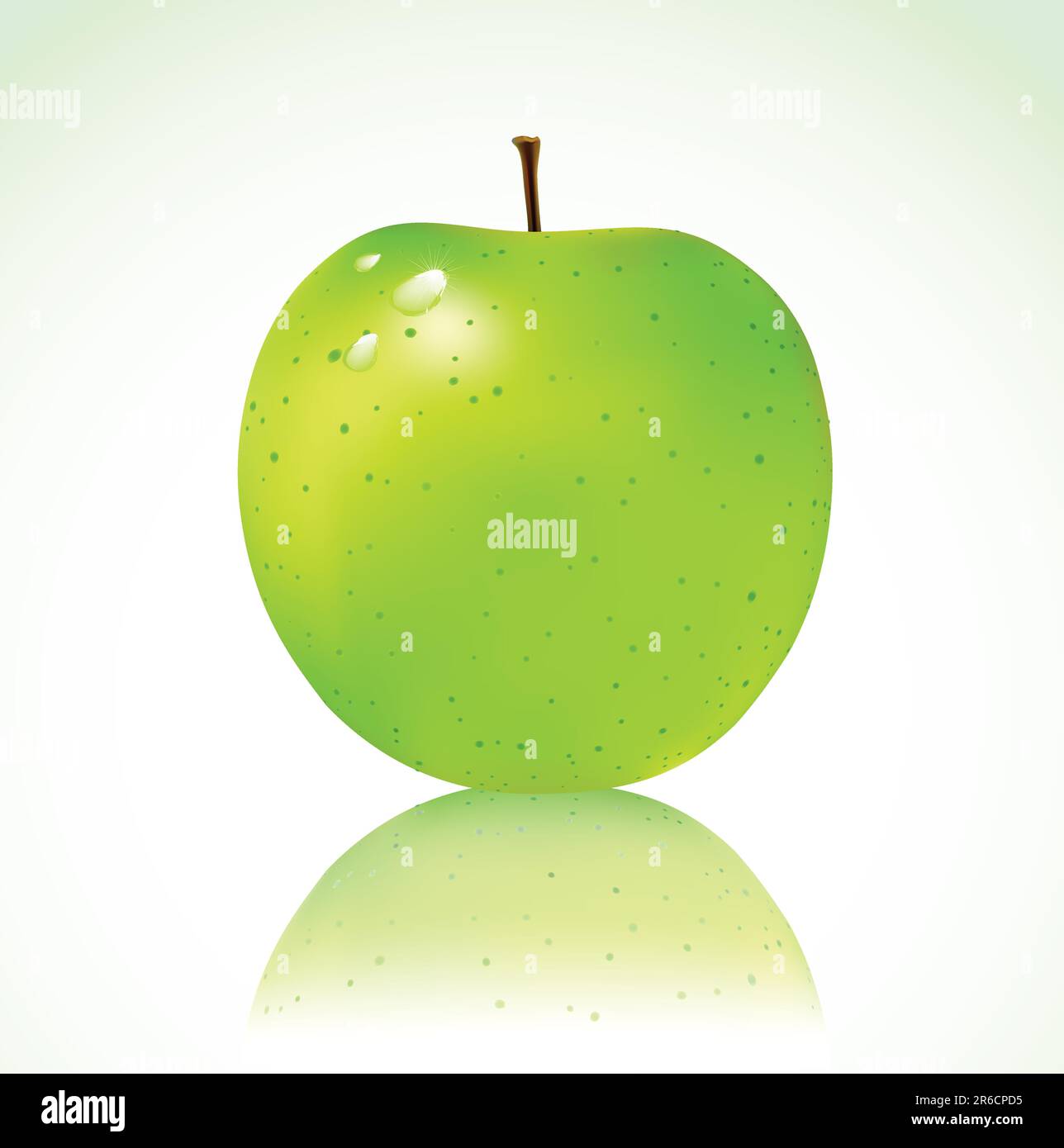 Vector illustration of detailed big shiny green apple Stock Vector ...