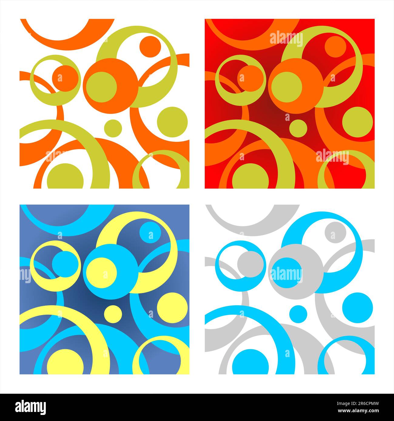 Four abstract circles backgrounds in different color scale. Digital ...