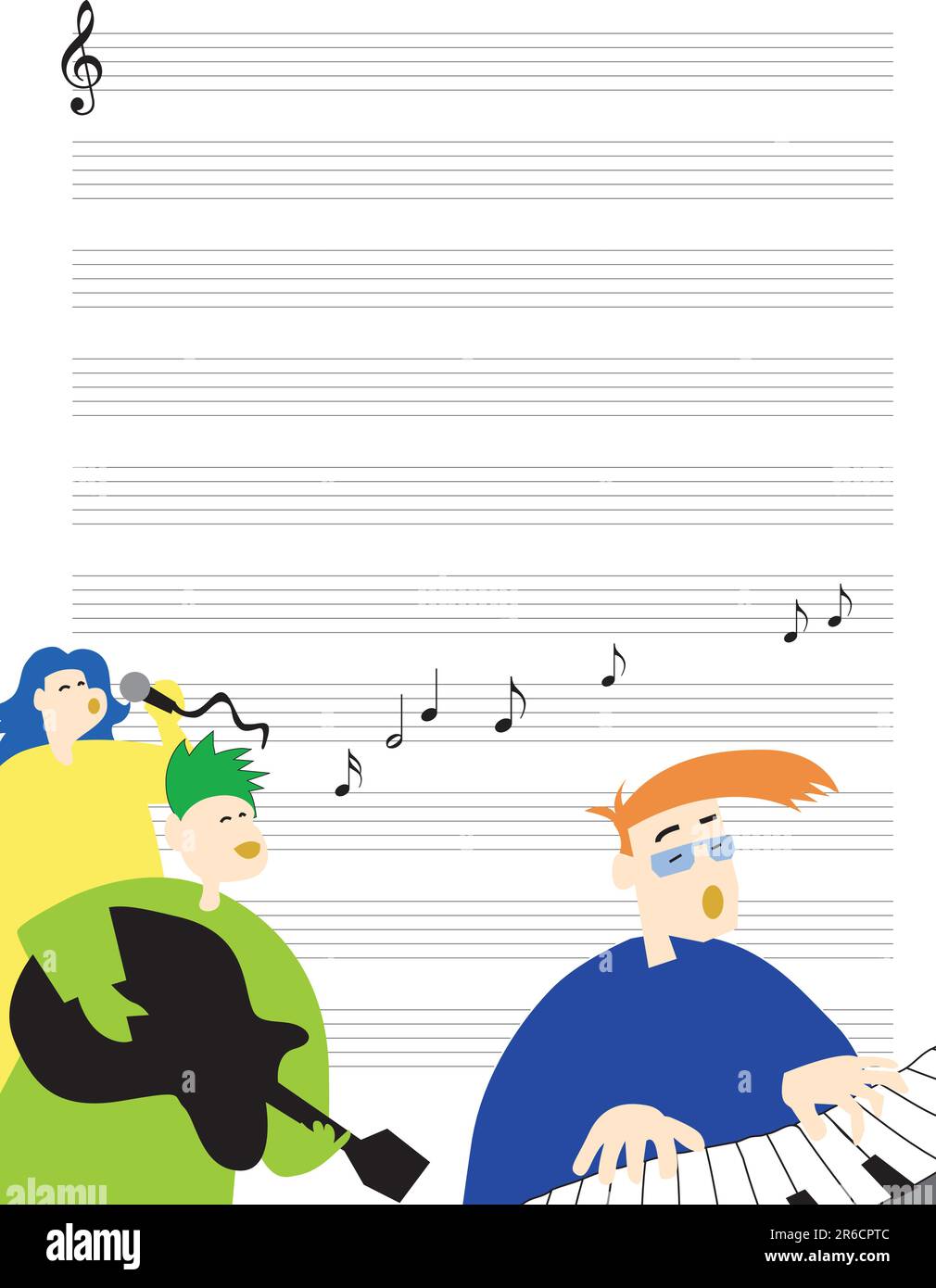 a design for a flyer, related music, singing, playing piano, playing ...