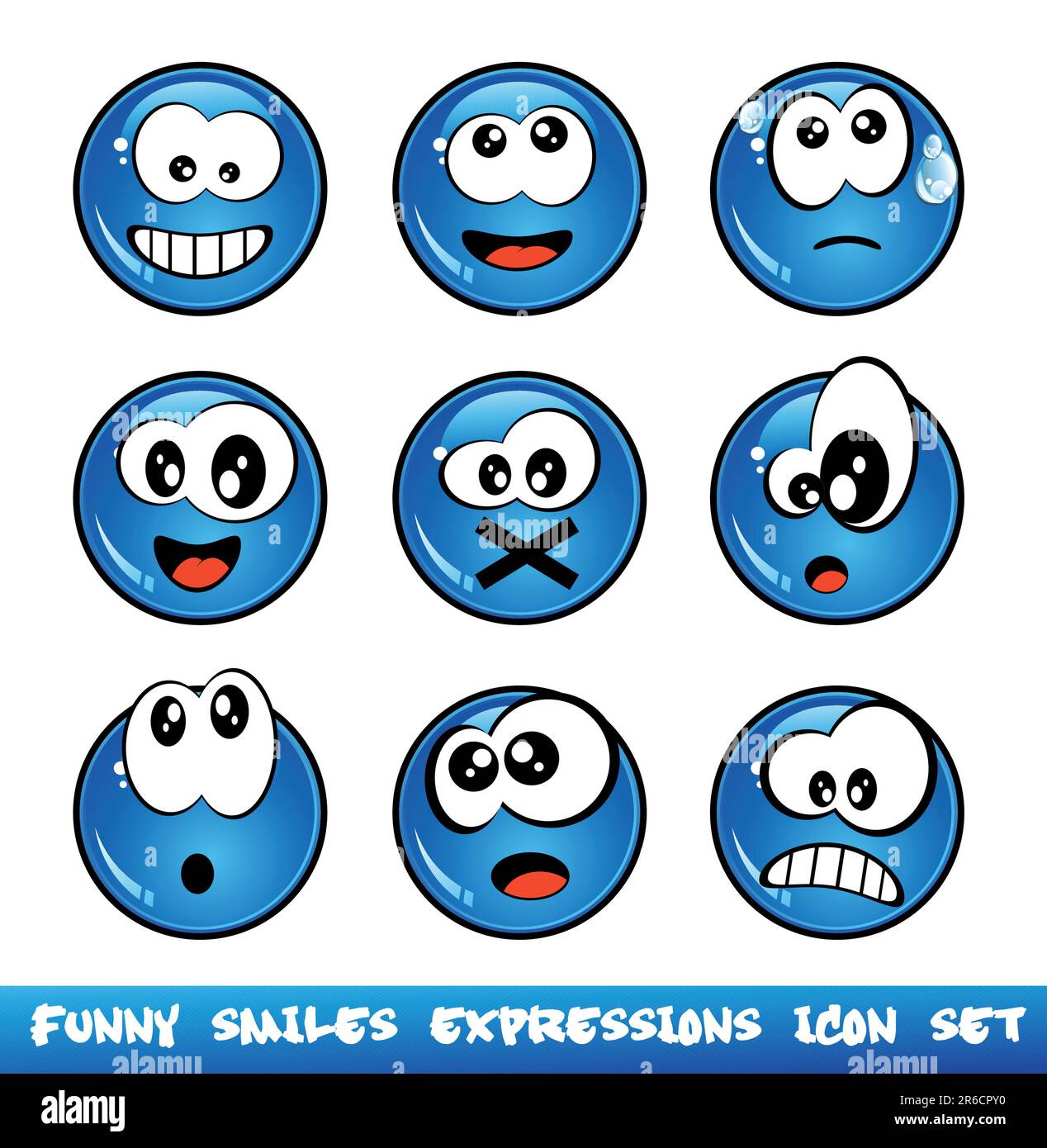 Colorful Set of Funny Smiles with different expressions Stock Vector ...