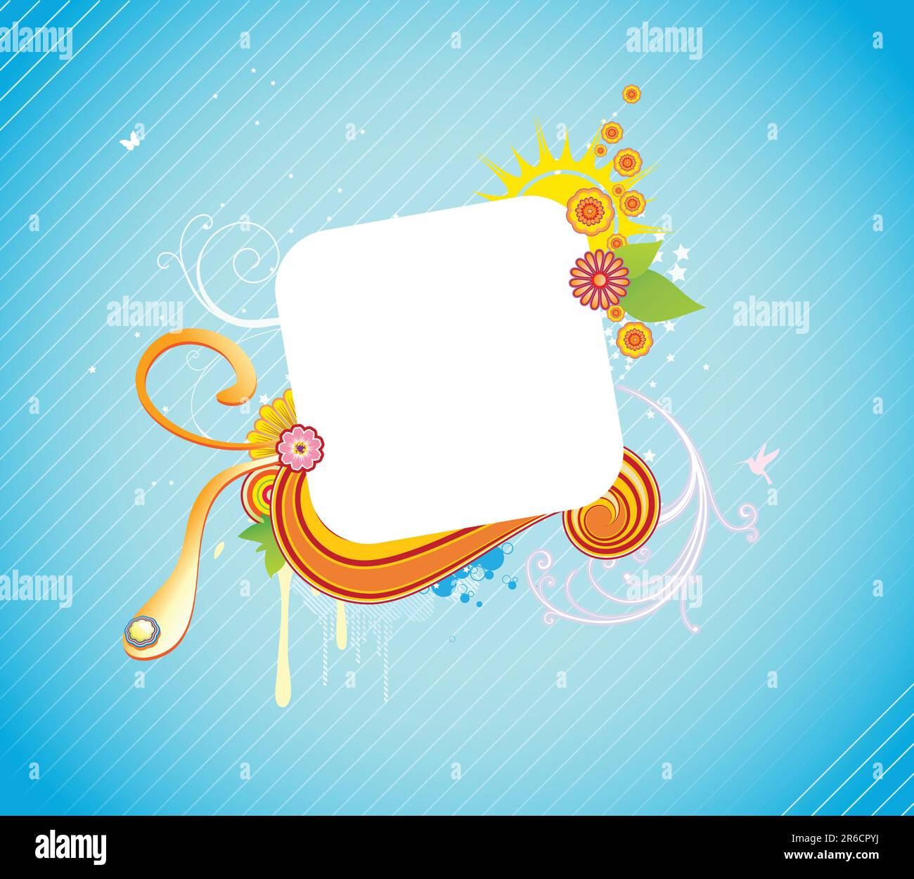 Vector illustration of funky styled design frame made of floral ...