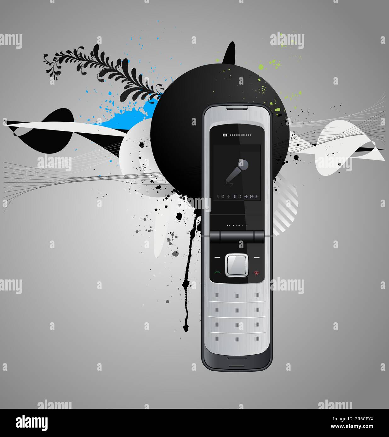 illustration of a cellular phone with patterns on the background Stock ...