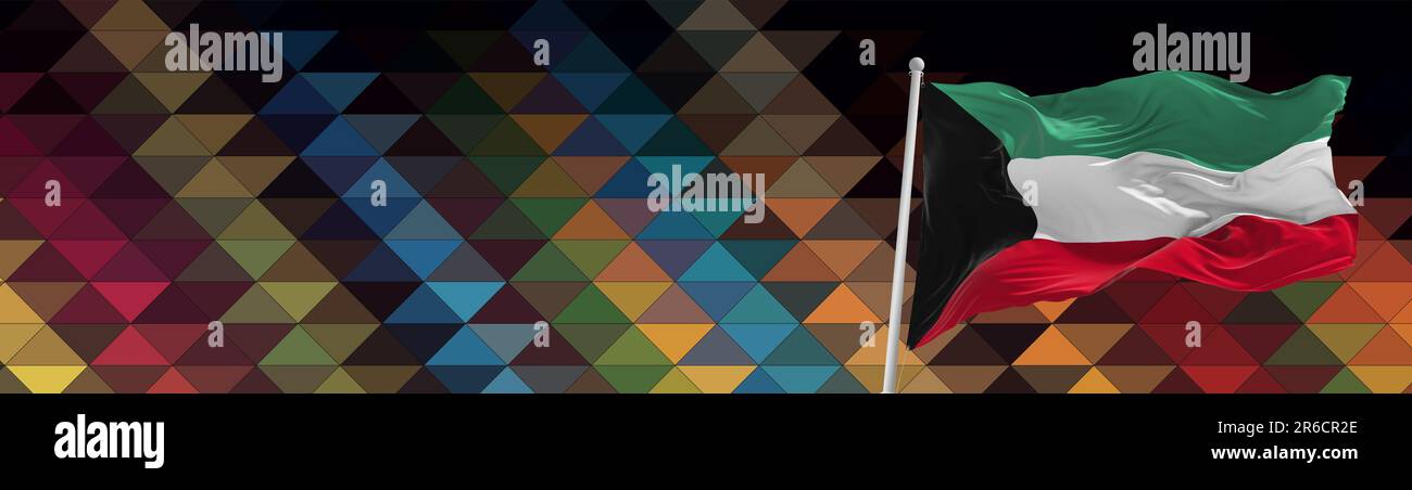 Large Kuwait flag waving in the wind Stock Photo - Alamy