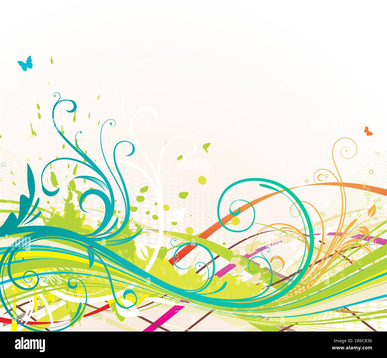 Vector illustration of abstract background with color curved lines and ...