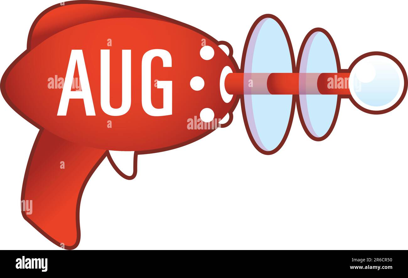 August calendar month icon on laser raygun vector illustration in retro ...