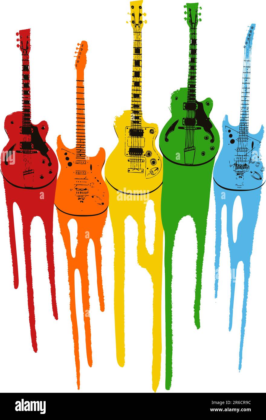 Colourful Music Guitar Illustration Stock Vector Image & Art - Alamy