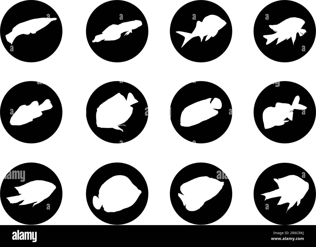 Fish. Set of 12 round vector buttons for web Stock Vector Image & Art ...