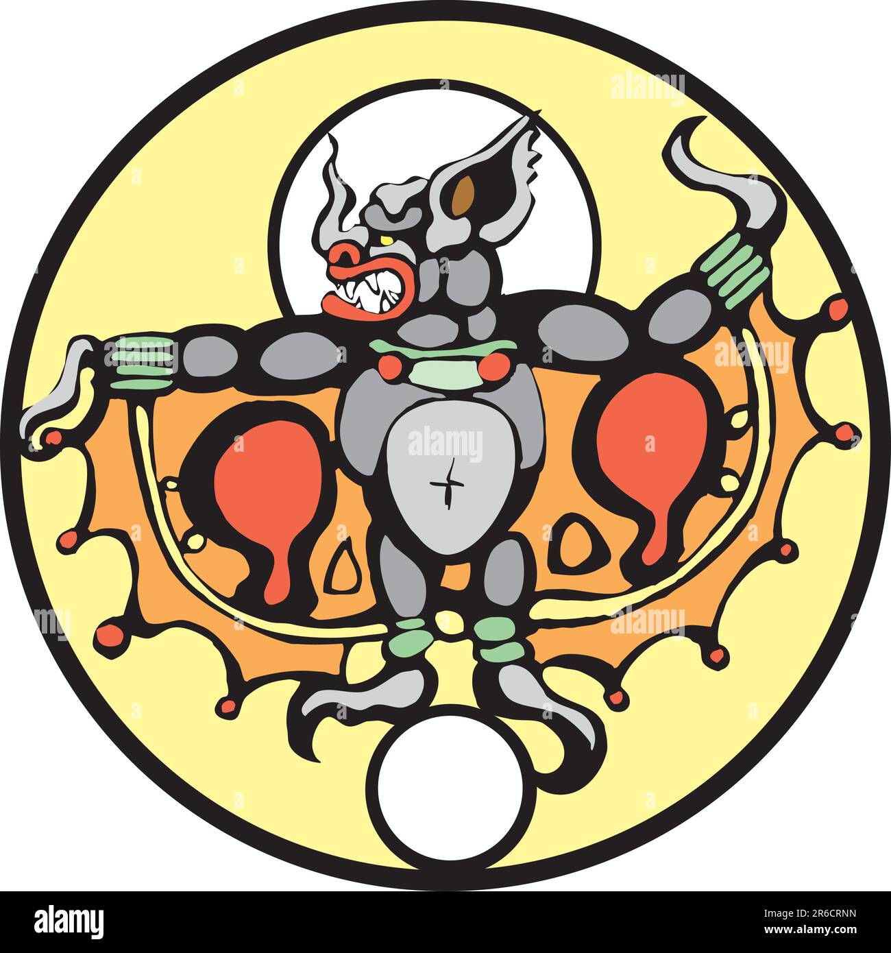 The 'taking bat' of Mayan Myth. The Mayan Camazotz Stock Vector Image ...