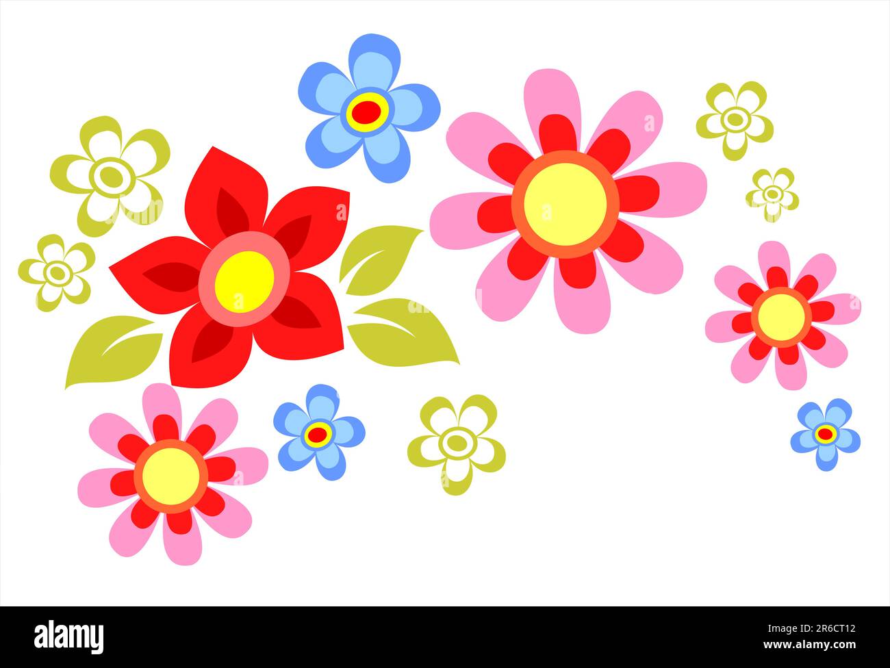Ornate cartoon flower composition isolated on a white background Stock ...