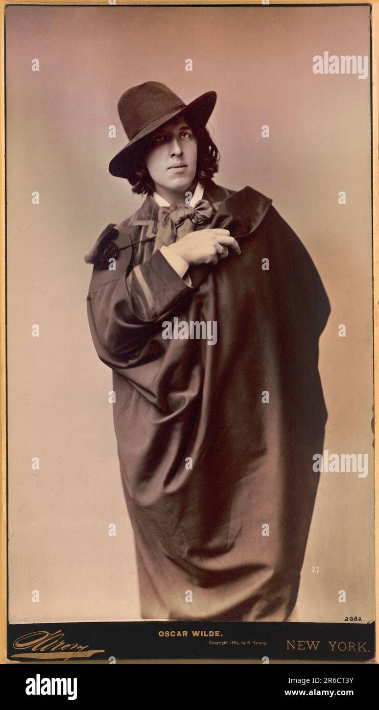 Oscar Wilde 1854 1900 Irish Poet And Playwright Full Length Portrait Wearing Hat And Cape