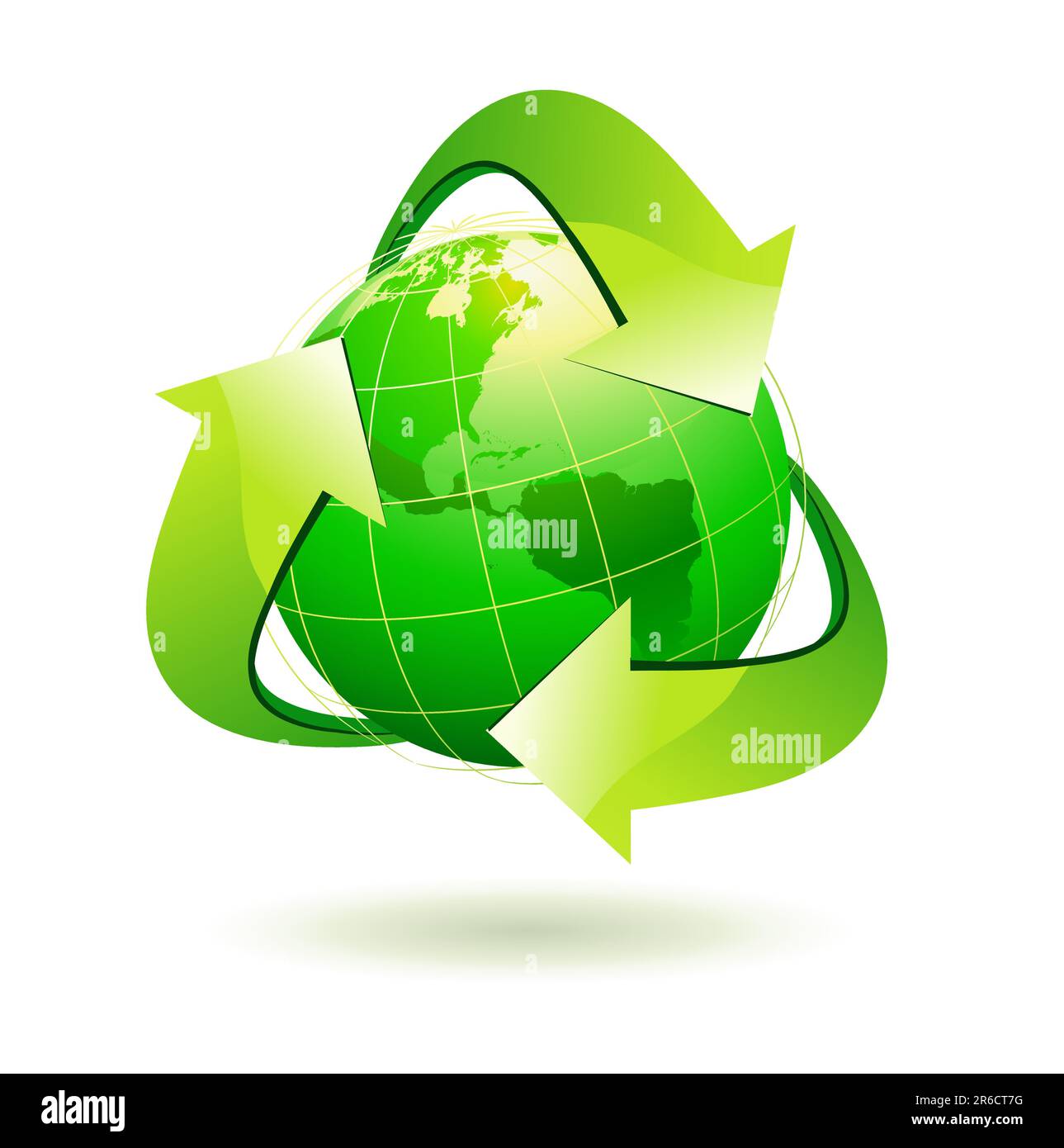 Vector illustration of green Earth with recycle symbol Stock Vector ...