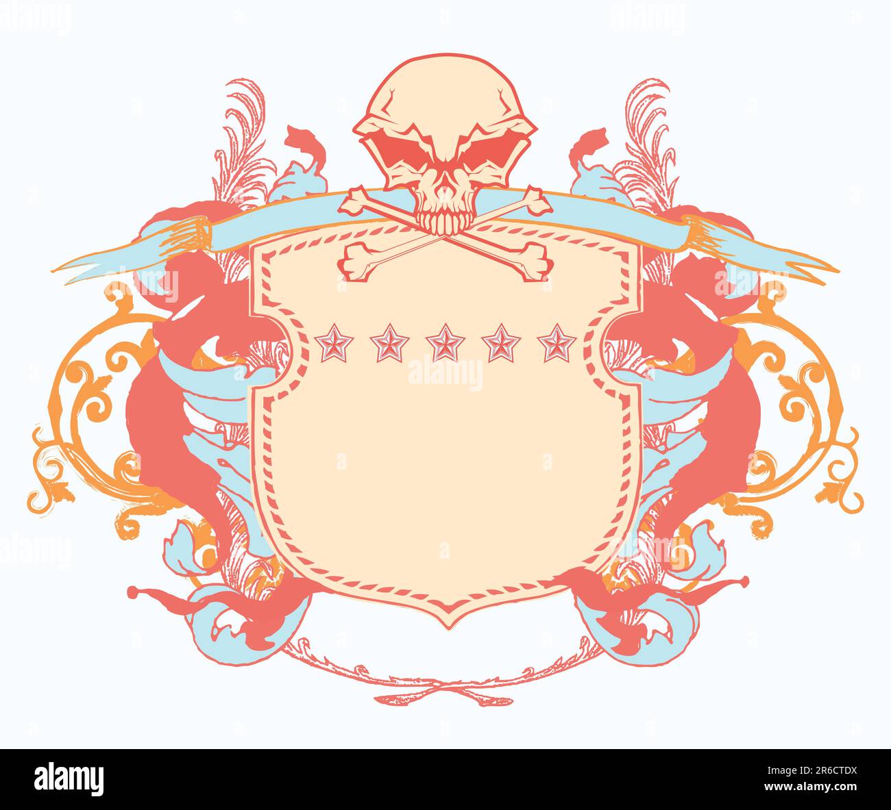 Vector illustration of heraldic shield or badge with stylized human ...