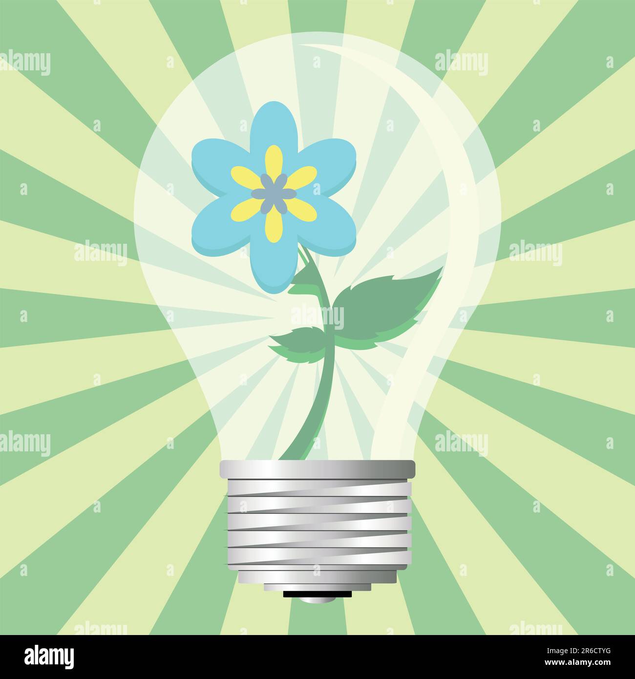 Light bulb with ecological message over starry green background Stock ...