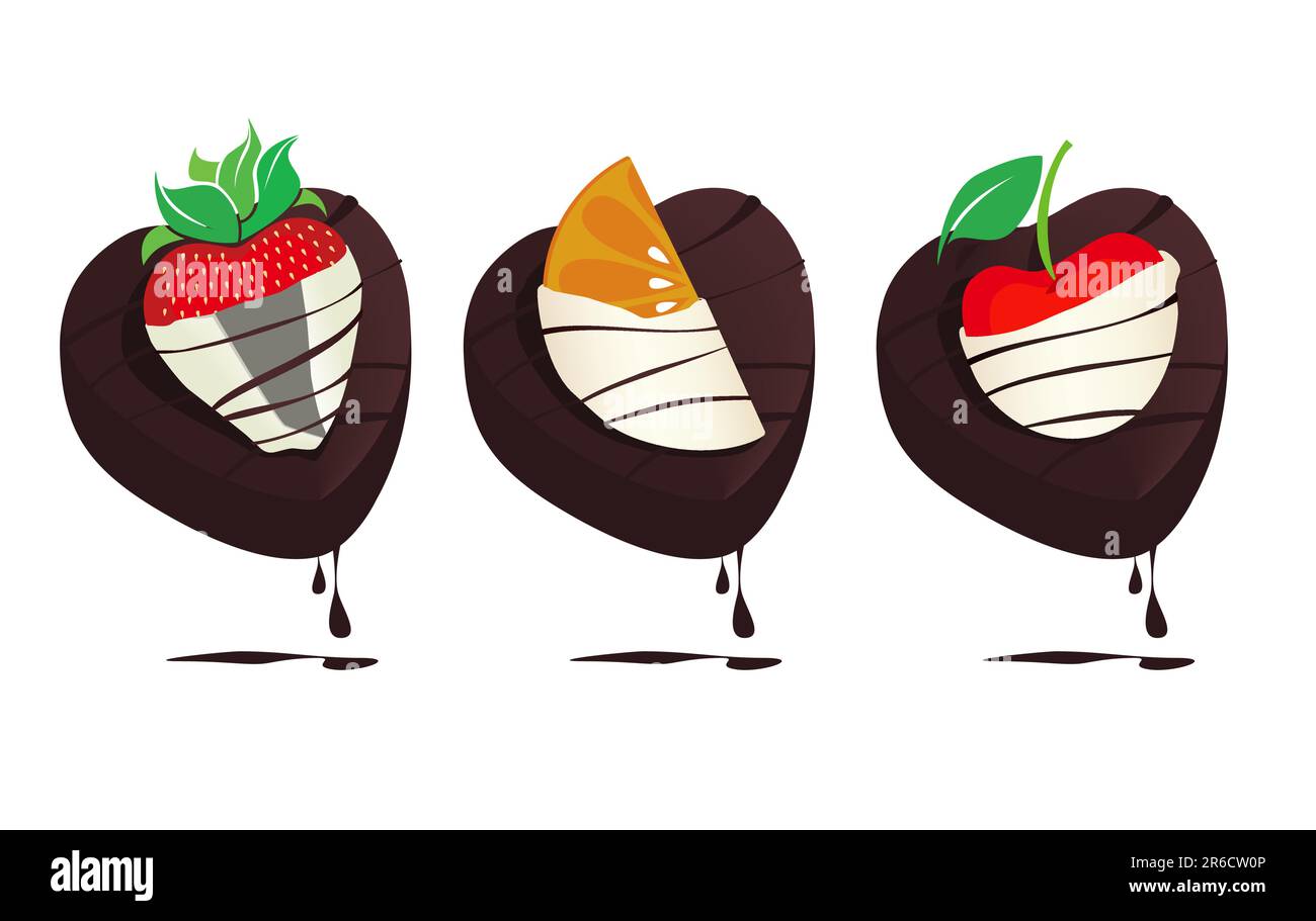 Delicious white chocolate-covered Fruit Icons Stock Vector Image & Art ...