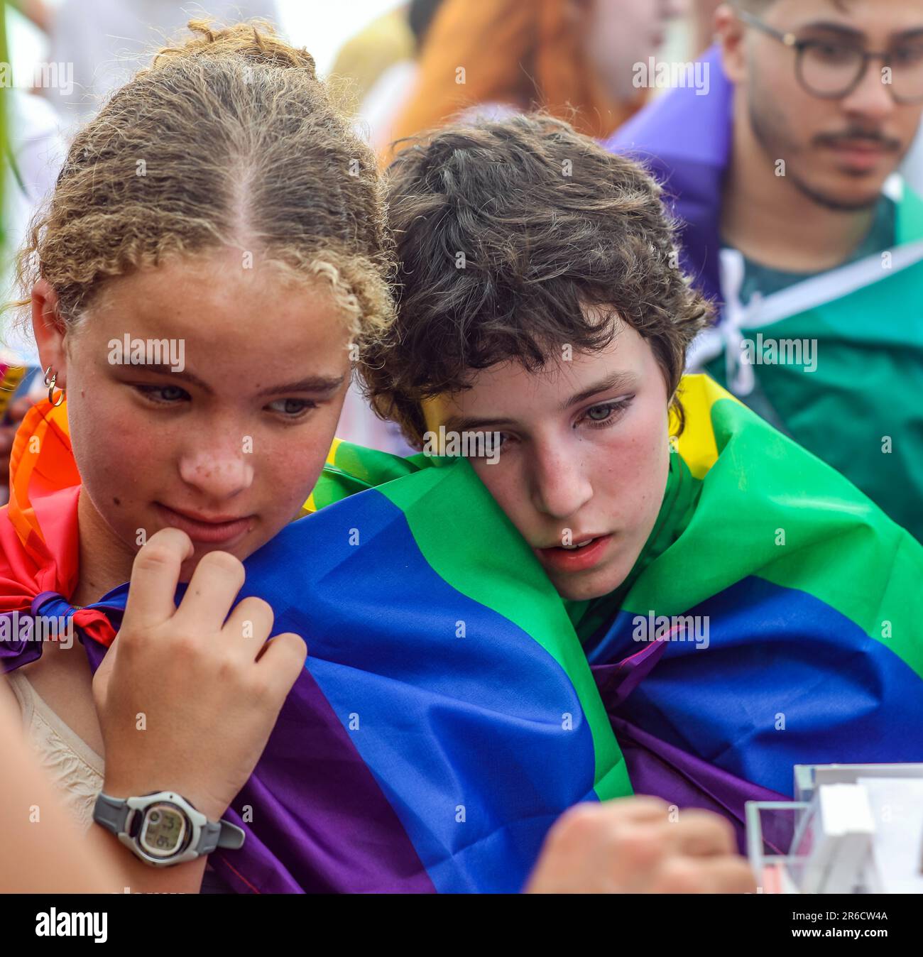 Tel Aviv, Israel. 8th June 2023. Two lovely, beautiful girls (about ...