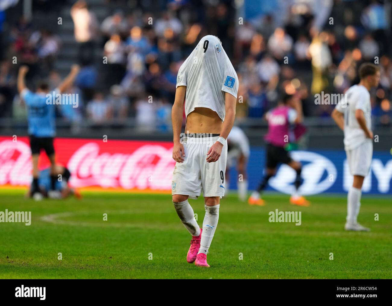 Israel's Dor Turgeman reacts after after losing to Uruguay at the end ...