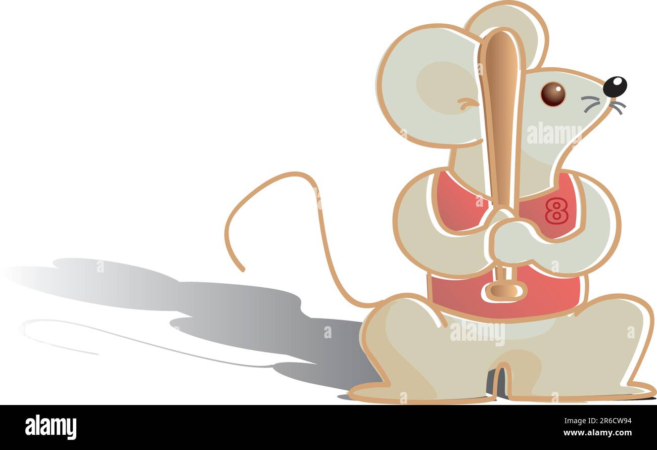 vector illustration for a mouse as a baseball player Stock Vector Image ...