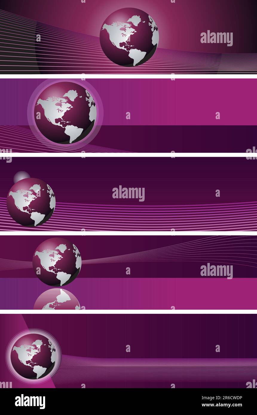 Set of five business horizontal banners background. Easy to insert your ...