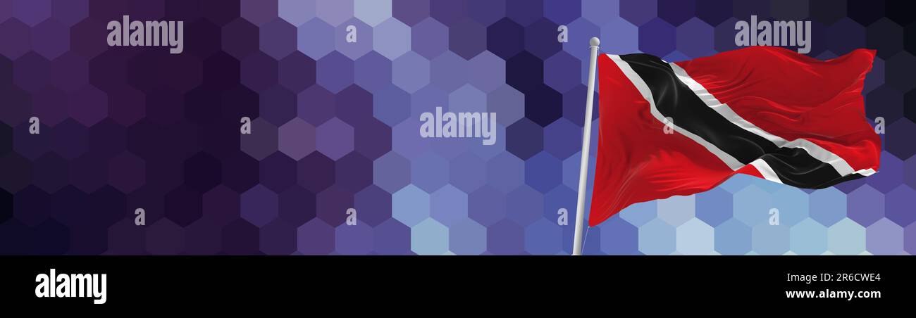 official flag of Trinidad and Tobago waving at colorful background ...