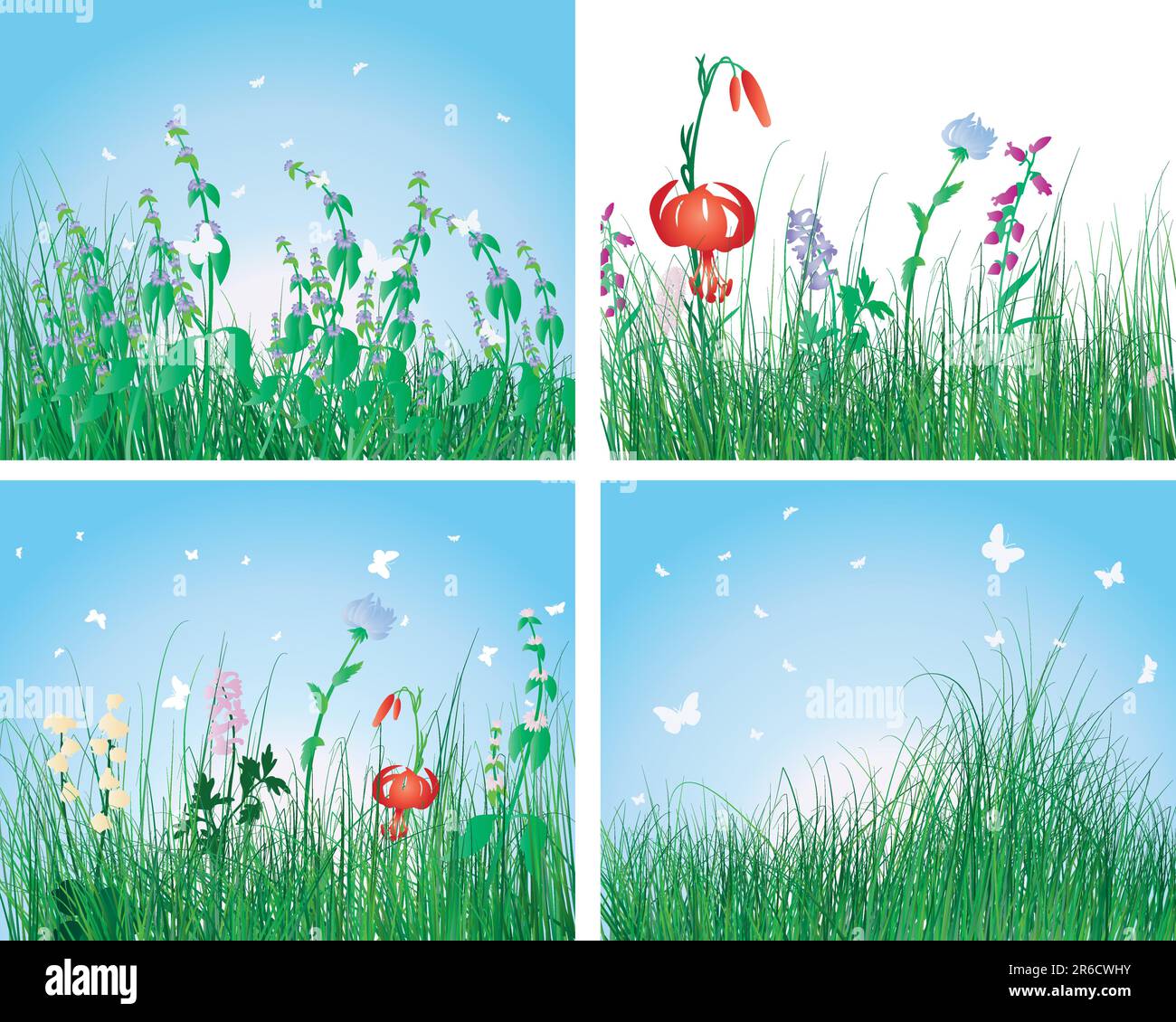 Vector Illustration Grass Backgrounds Set For Design Use Stock Vector 2610