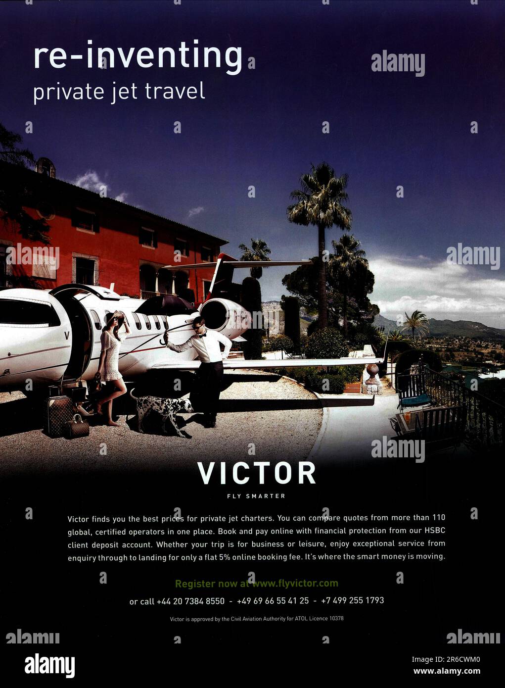 Victor, jet charter company advert in a magazine 2014 Stock Photo - Alamy