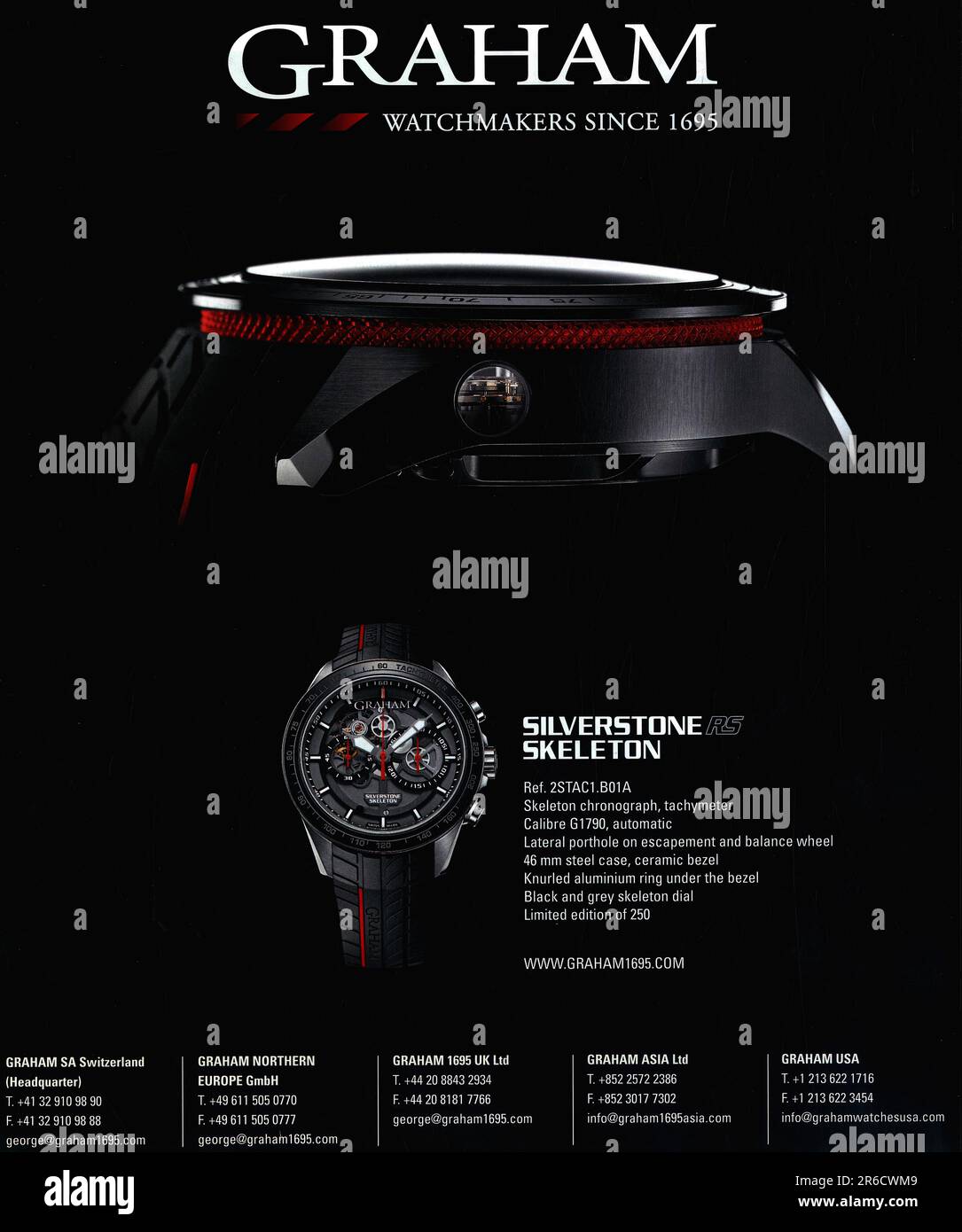 GRAHAM Silverstone RS Skeleton watch advert in a magazine 2014 Stock ...