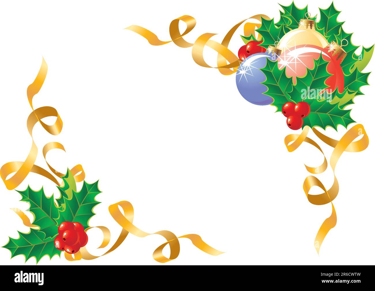 Christmas decoration/ Holly, balls and ribbon / vector / The layers are ...