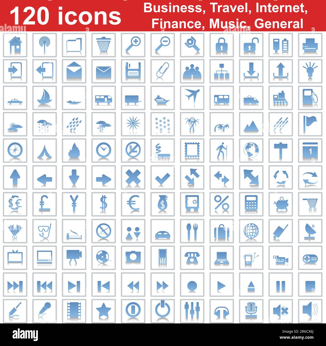 Biggest collection of 120 different icons for using in web design Stock ...