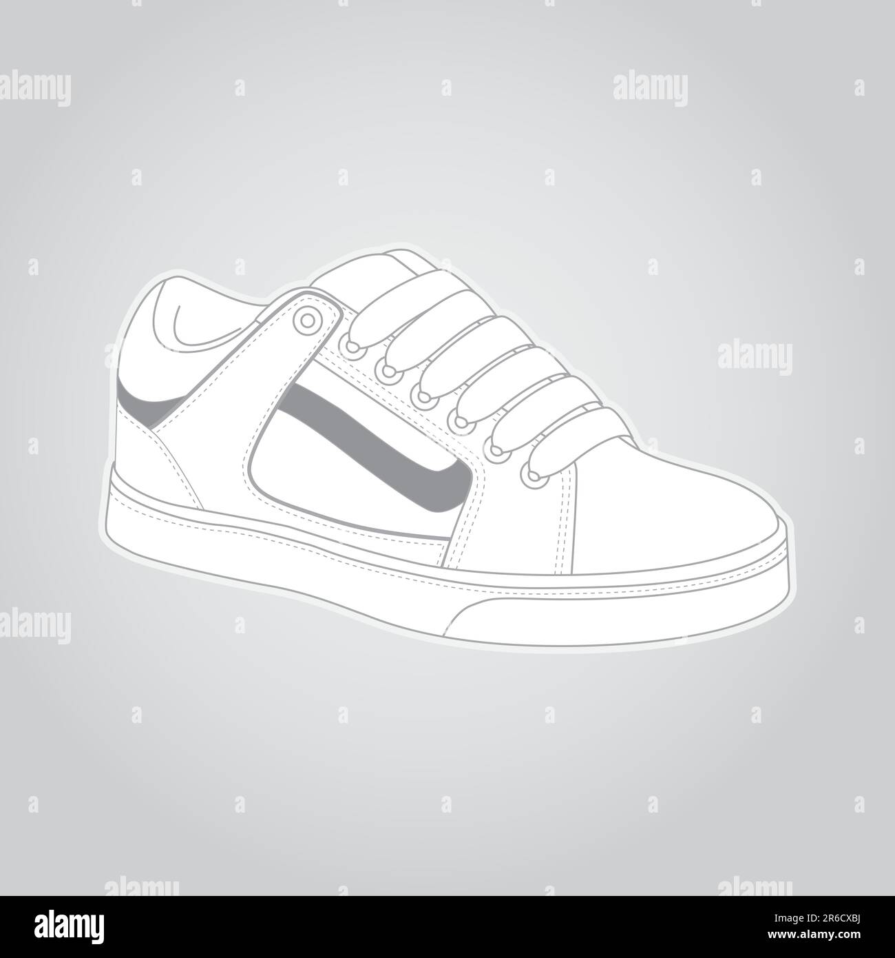 Detailed illustration about a white skate-shoe, isolated on a gray ...