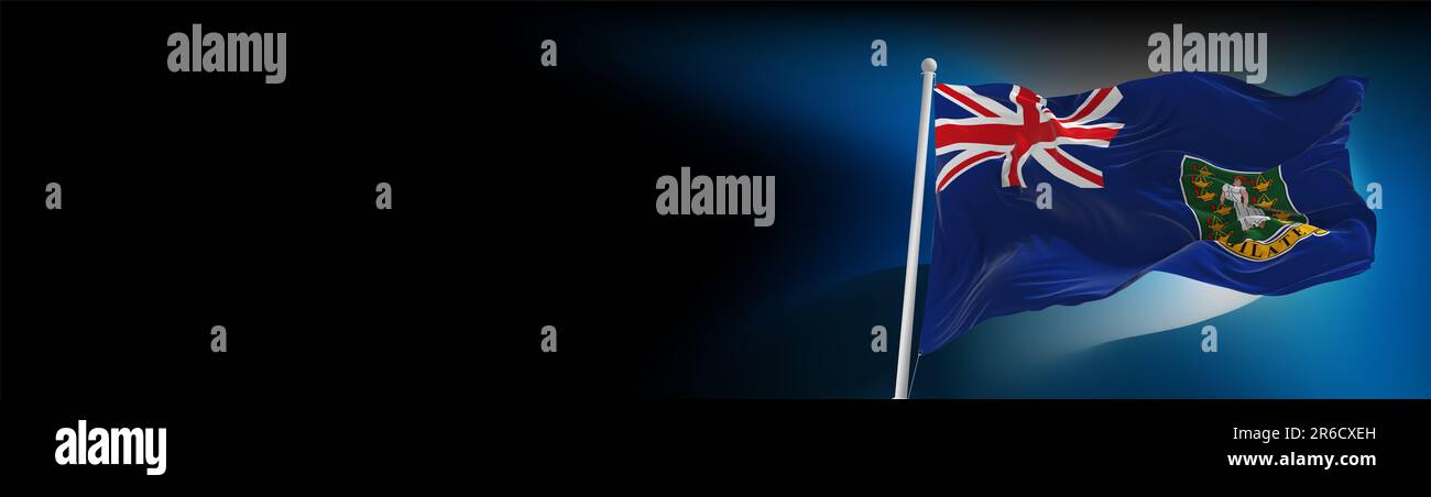 official flag of British Virgin Islands waving at colorful background ...