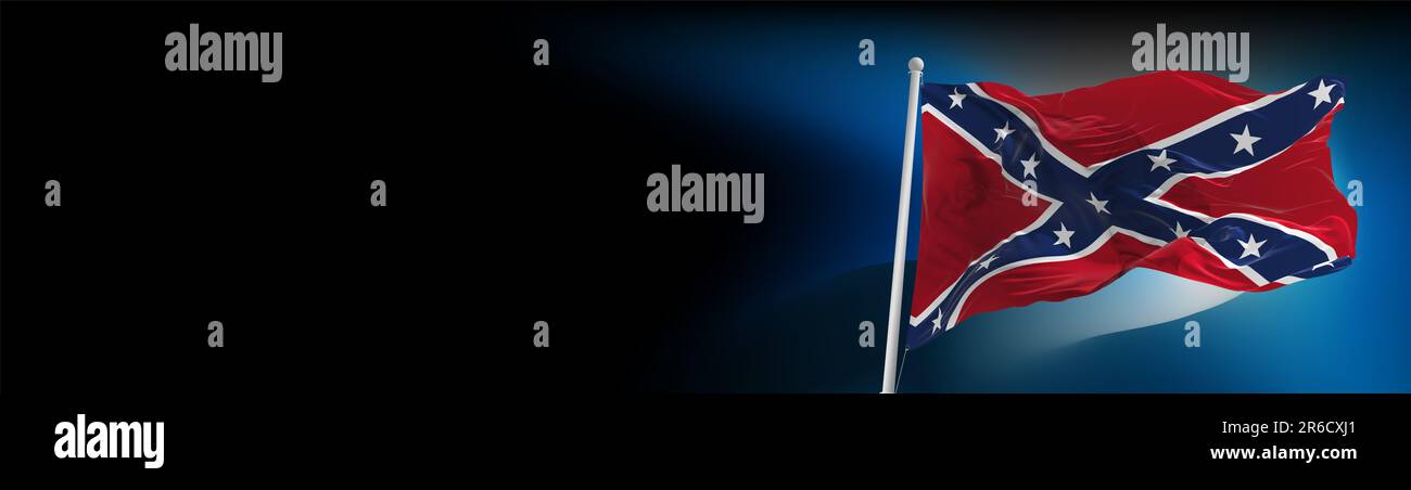 flag of confederate battle or Dixie flag waving at colorful background ...
