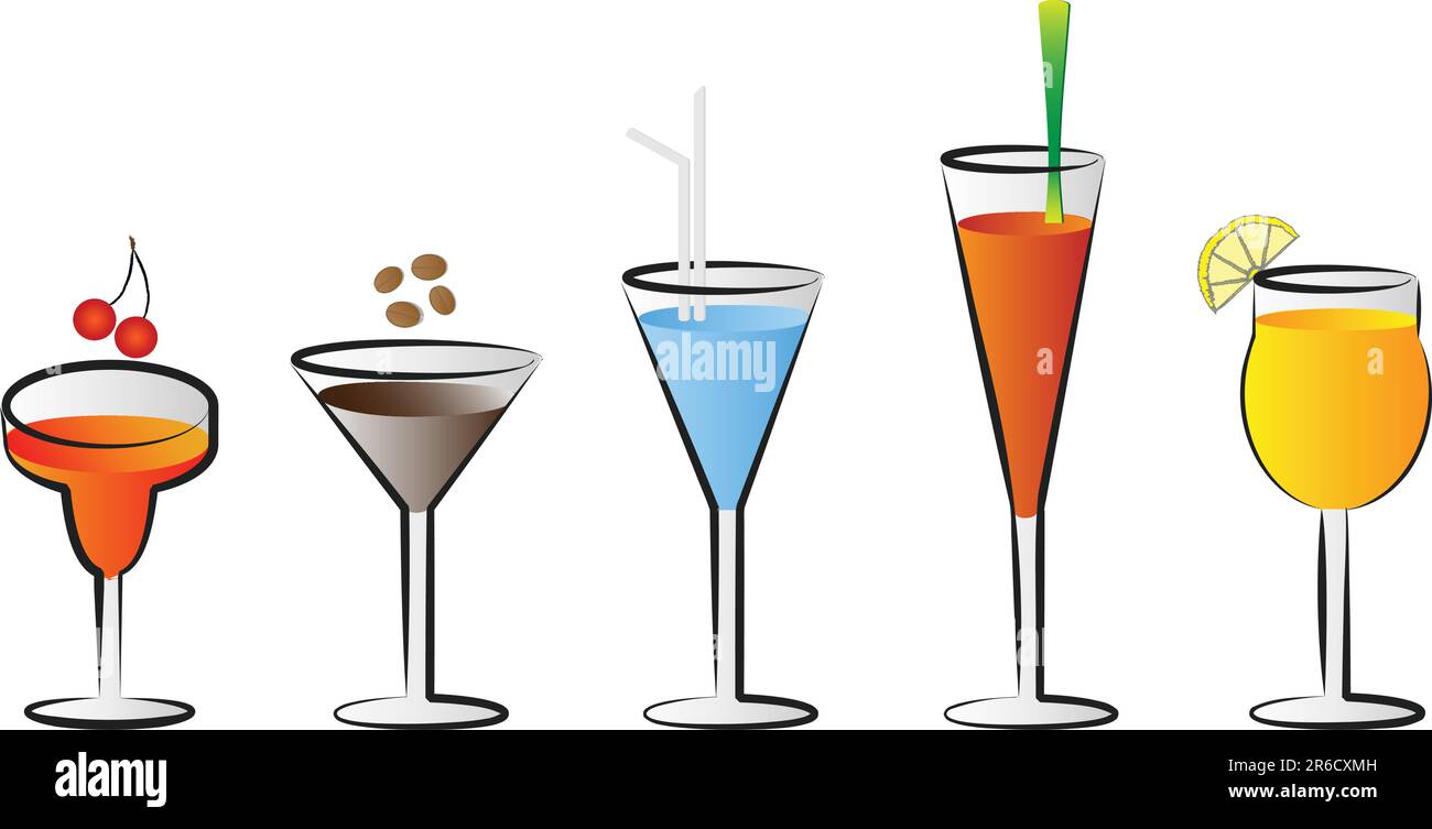 cocktail glasses vector illustrations Stock Vector Image & Art - Alamy