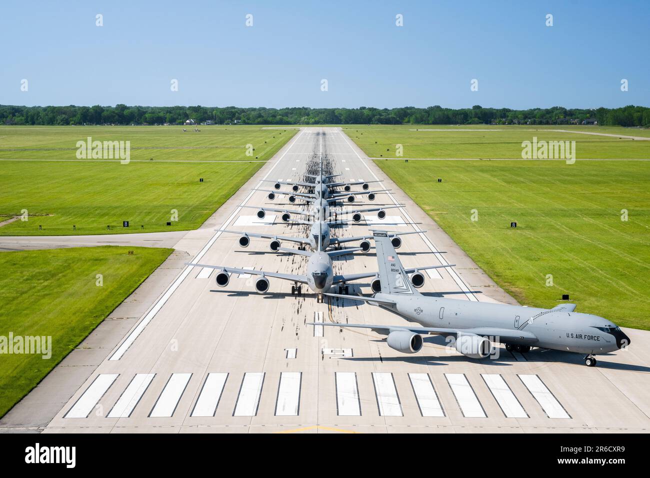 KC-135 Stratotanker aircraft perform an “elephant walk” along the ...