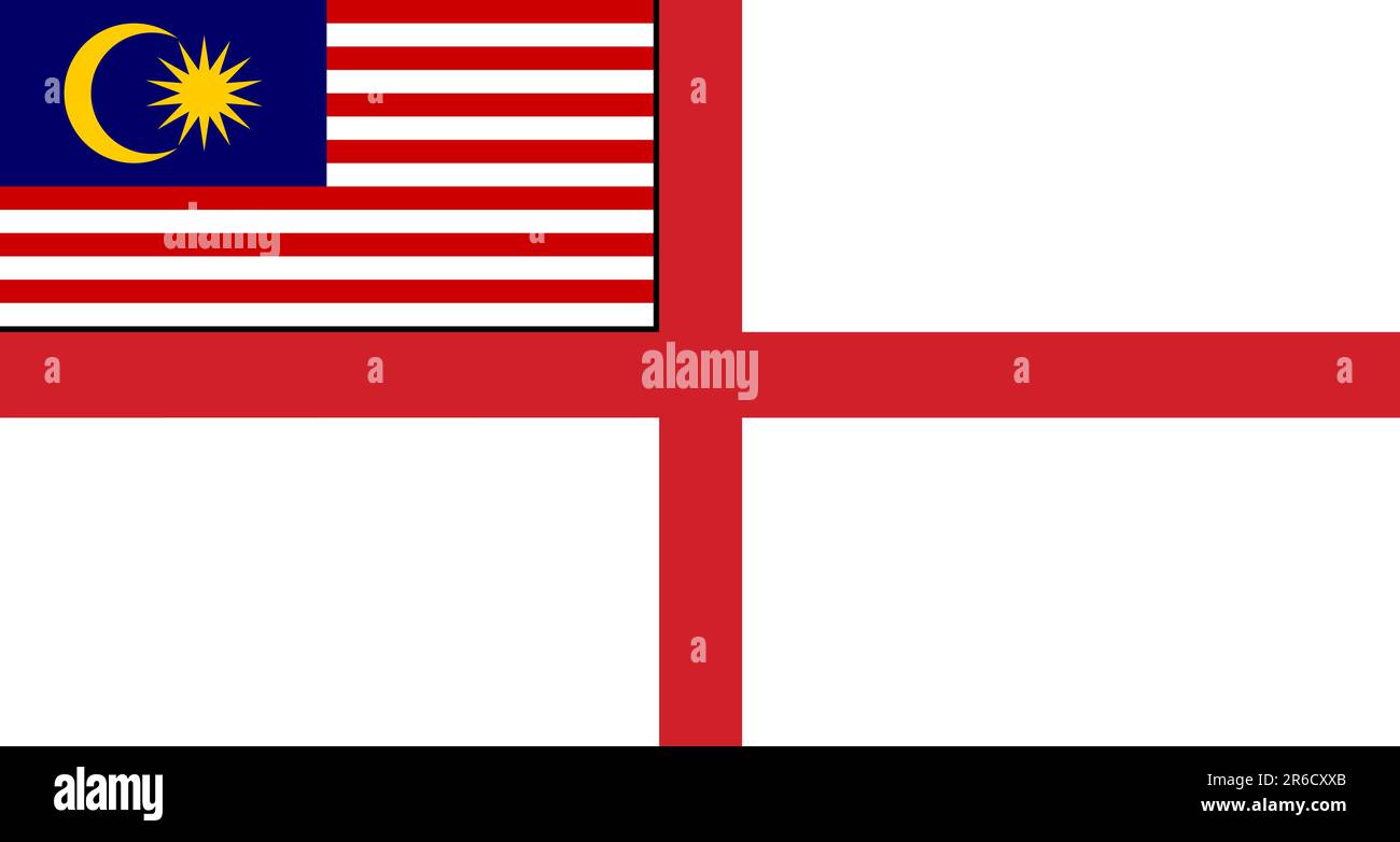 Top view of flag Naval Ensign 1963 1968 Malaysia. Malaysian travel and patriot concept. no ...