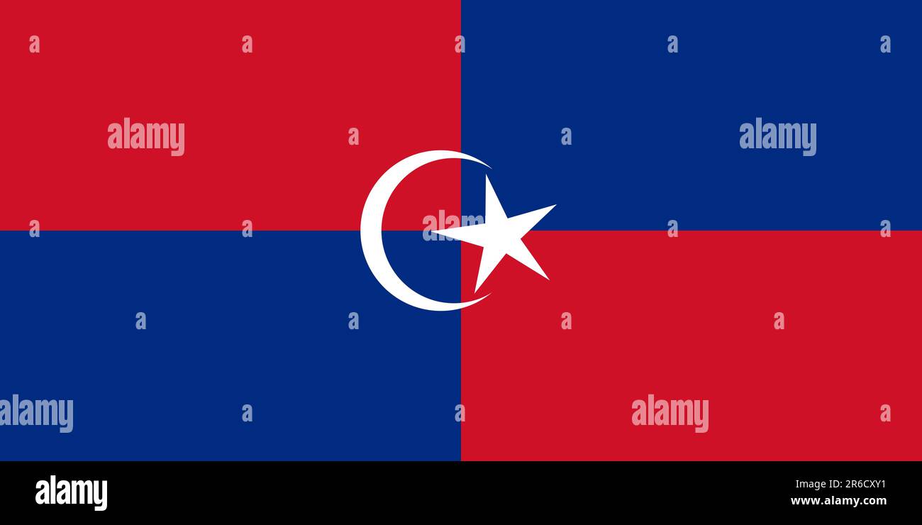 Top view of flag Kulai, Johor Malaysia. Malaysian travel and patriot concept. no flagpole. Plane ...